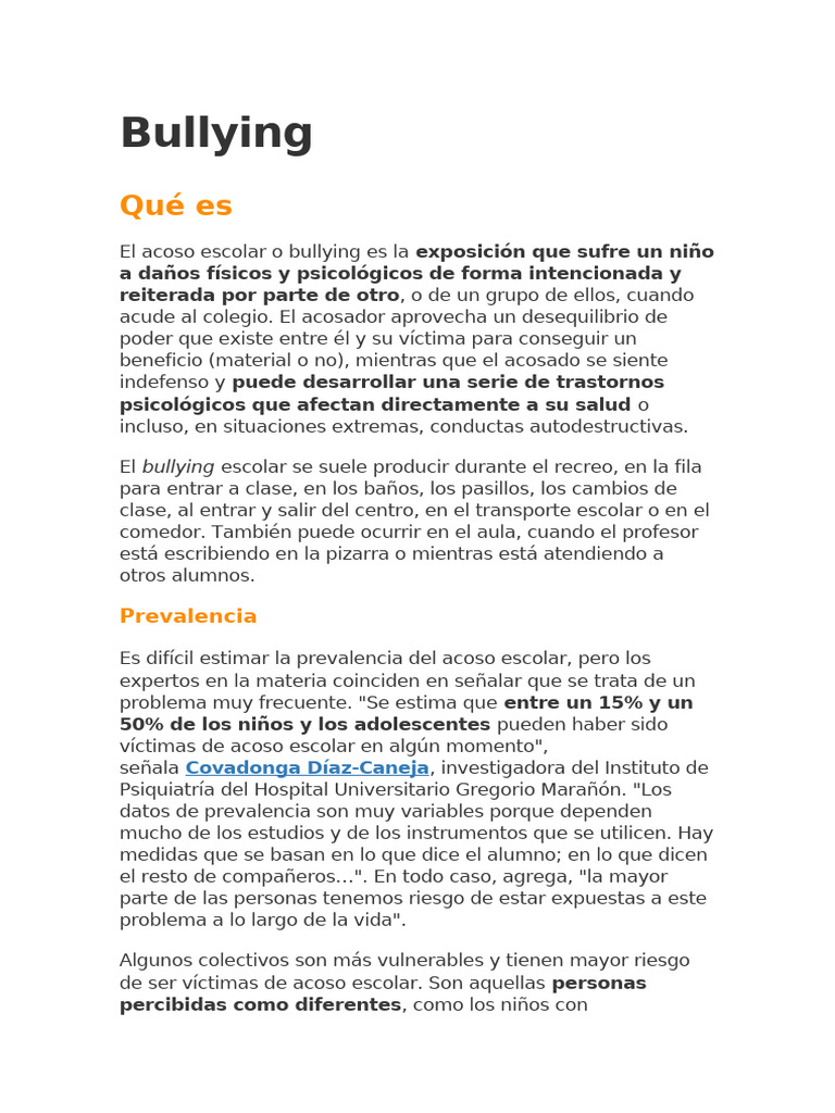Guía Completa sobre el Bullying Escolar | PDF | Acoso cibernético ...