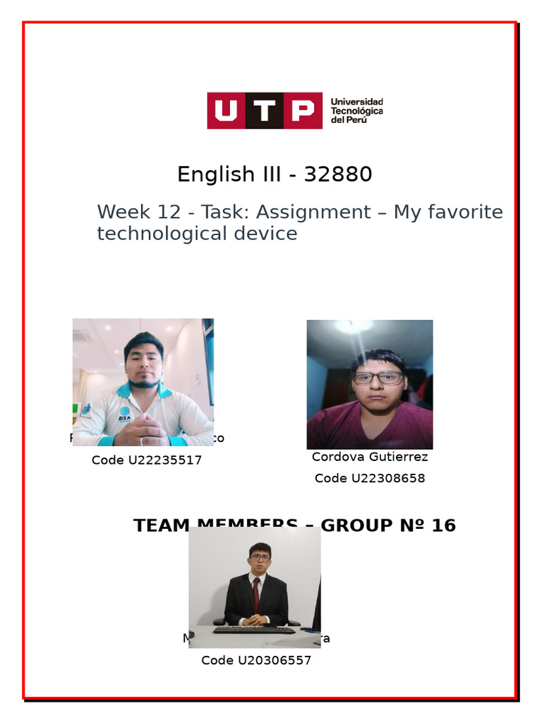 Week 12 My Favorite Technological Device | PDF