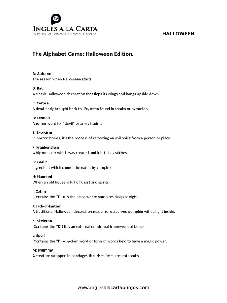 The Alphabet Game - Halloween | PDF