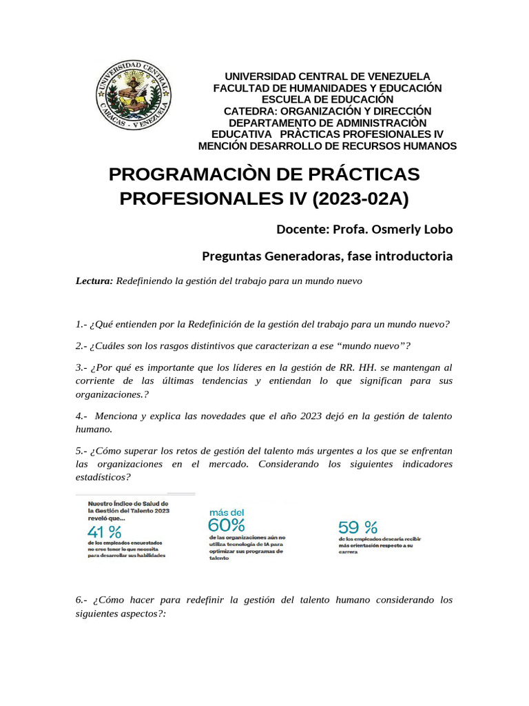 Preguntas Generadoras Clase Introductoria de Practicas IV | PDF ...