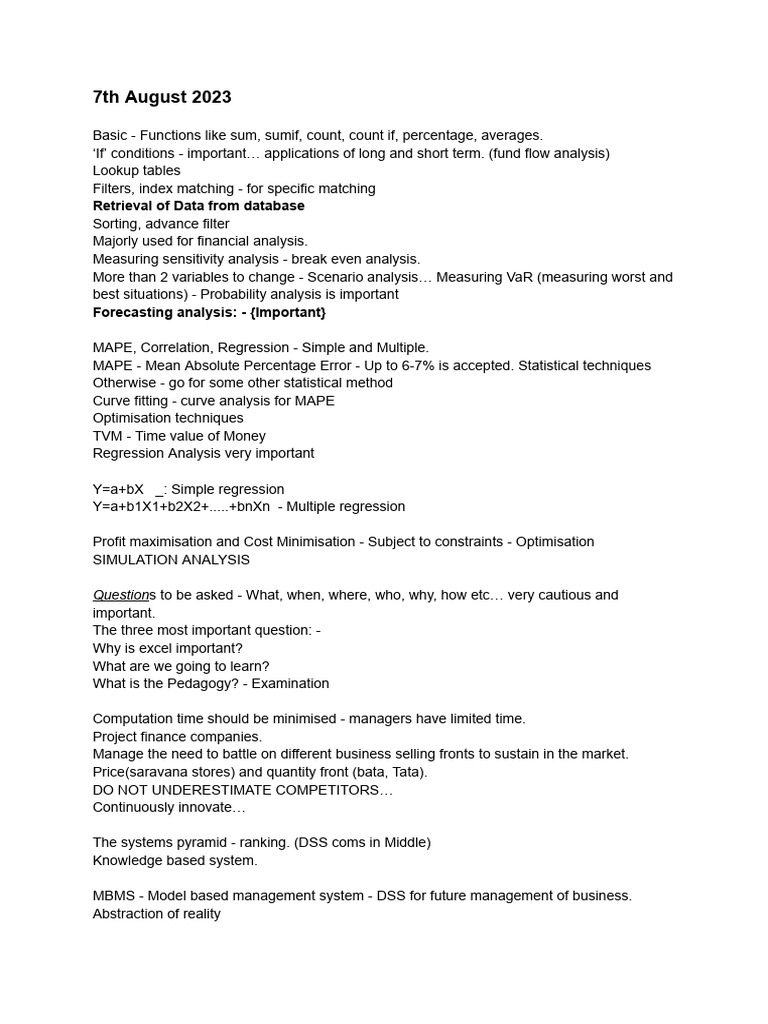 DSS Notes | PDF | Internal Rate Of Return | Net Present Value