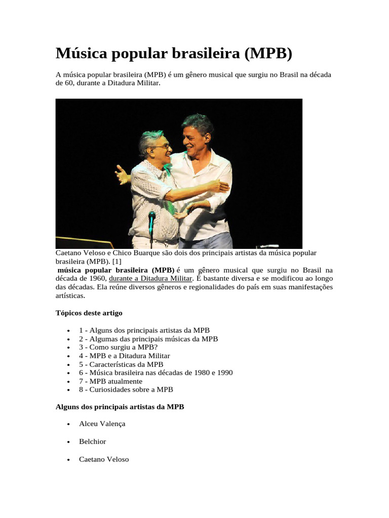 Música Popular Brasileira (MPB) | PDF