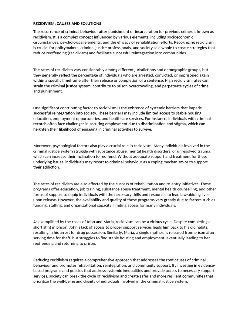 Recidivism - article | PDF | Recidivism | Rehabilitation (Penology)