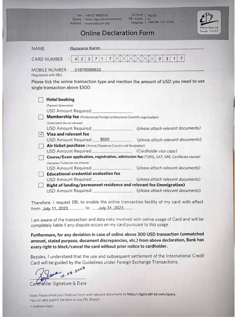 Online Declaration Form September-2022 | PDF