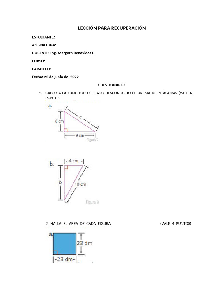 LECCIÒN DE MATEMATICA - 8VO. | PDF