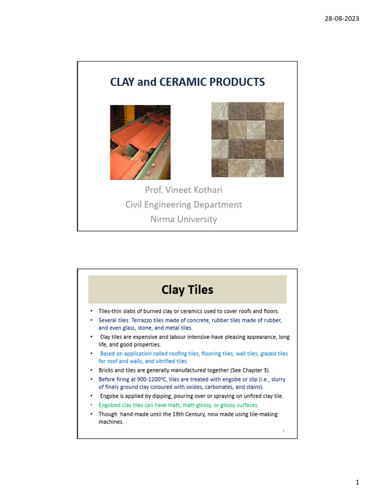 Clay and Ceramic Products | PDF | Tile | Roof