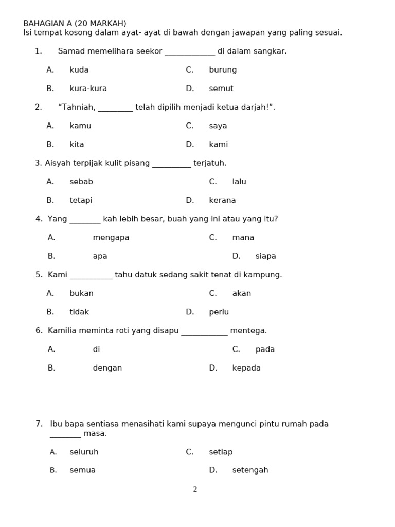 Sumatif 2 BM Tahun 3 2024 | PDF