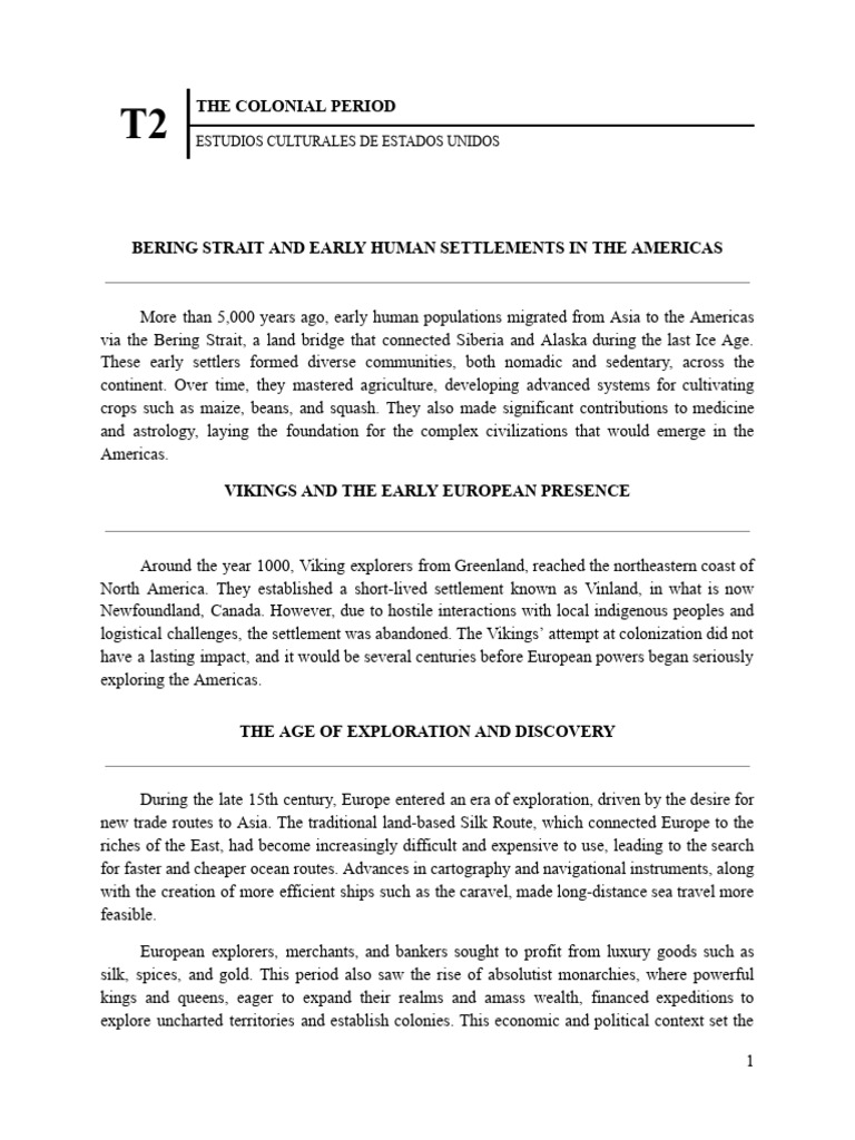 Tema 2 - THE COLONIAL PERIOD | PDF | Roanoke Colony | Christopher Columbus