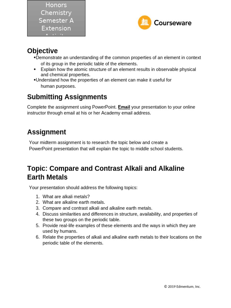 Extension Activity 2 - Honors Chemistry A v6.0 | PDF
