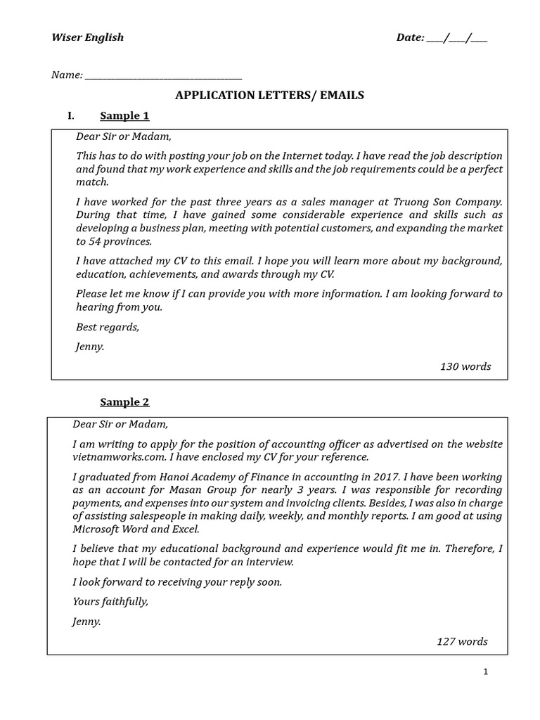 B1 VSTEP Application Letters | PDF