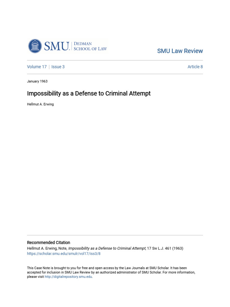 Impossibility As A Defense To Criminal Attempt | PDF | Crimes | Crime ...