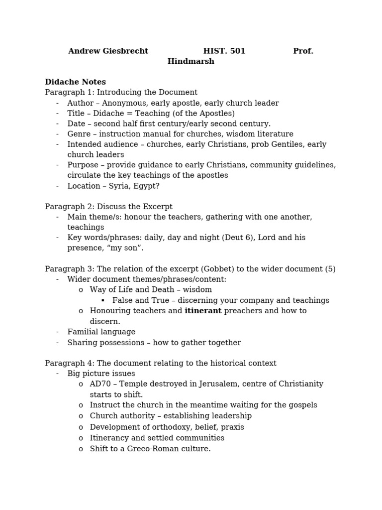 Didache Notes | PDF | Religion & Spirituality
