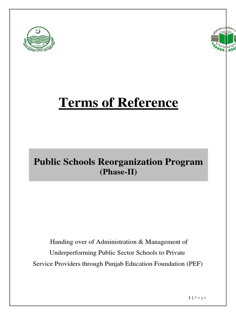 Final TORs For PSRP Phase-II (18.10.2024) | PDF | Non Governmental ...