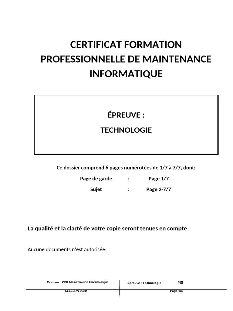 Evaluation N°2 CFPA Au CFS 2024 | PDF | Bios | Informatique
