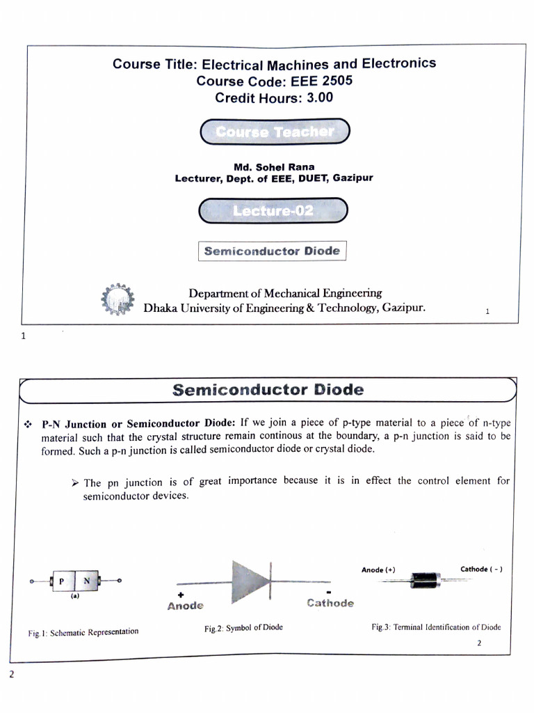 EEE-Shohel Sir Lecture 2 | PDF | P–N Junction | Diode