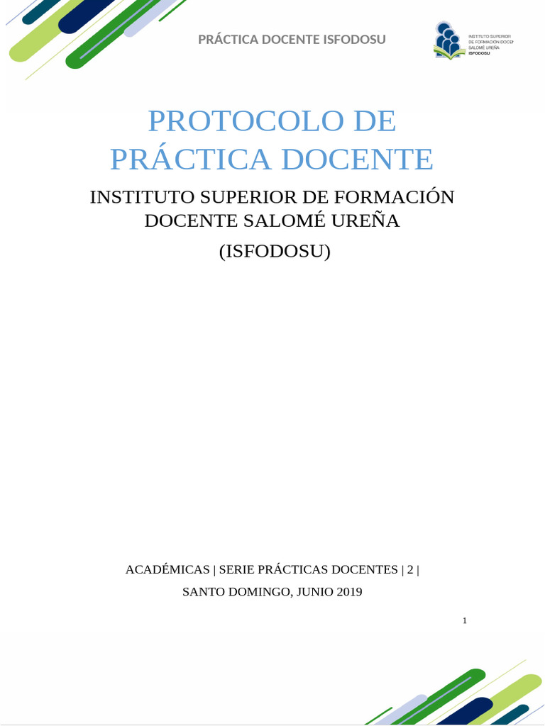 Protocolo Práctica Docente ISFODOSU | PDF | Maestros | Plan de estudios