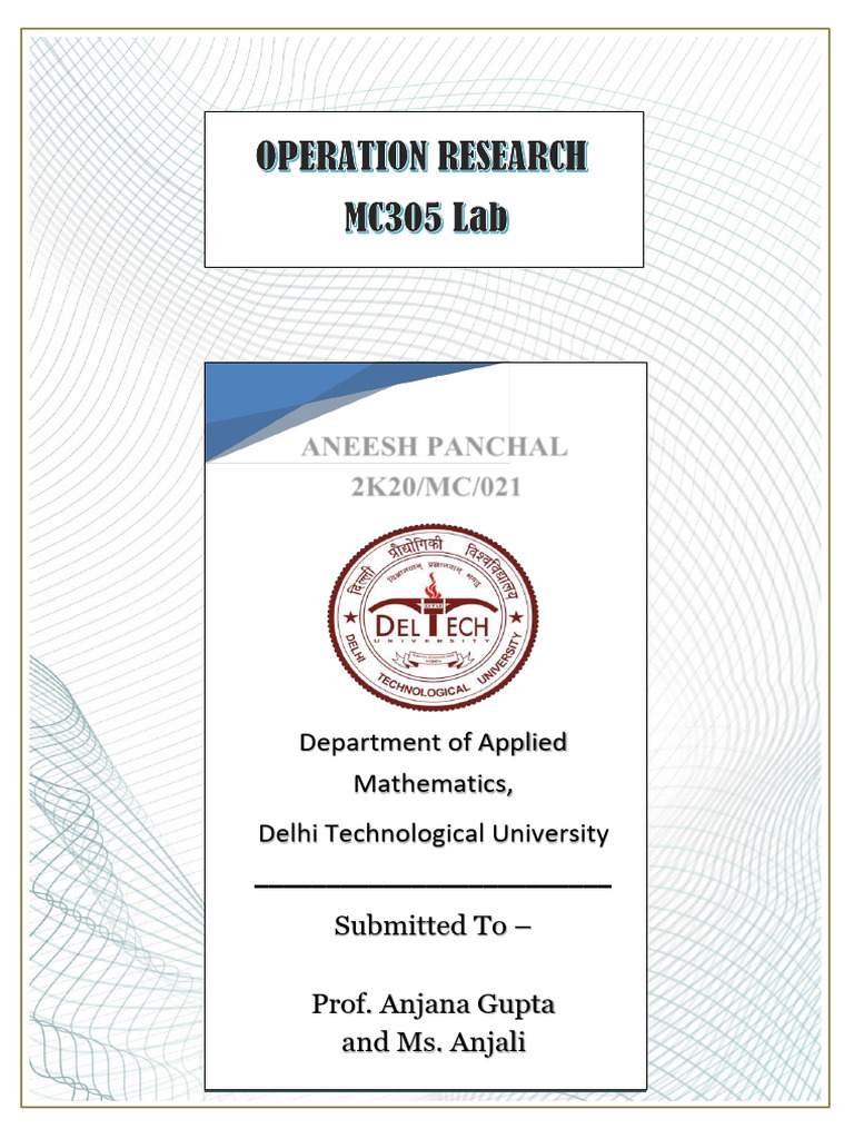 MC305 AneeshPanchal2K20MC21 | PDF | Linear Programming | Mathematical Optimization
