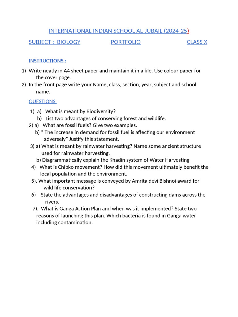 Class 10 Portfolio Biology | PDF