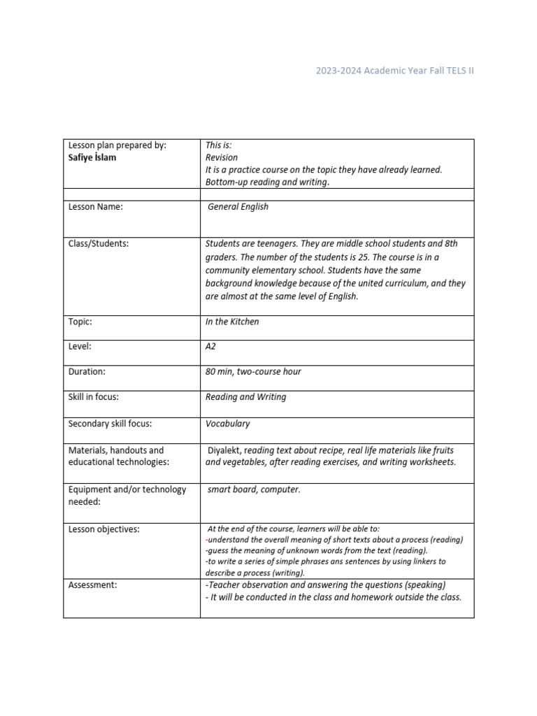 lesson_plan_template_2023-2024 | PDF | Lesson Plan | Vocabulary