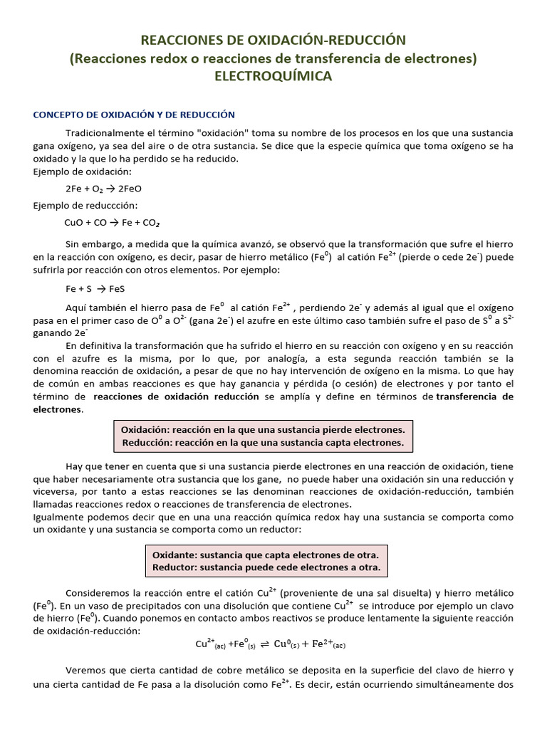 .Electroquímica. Redox | PDF | Redox | Electrodo