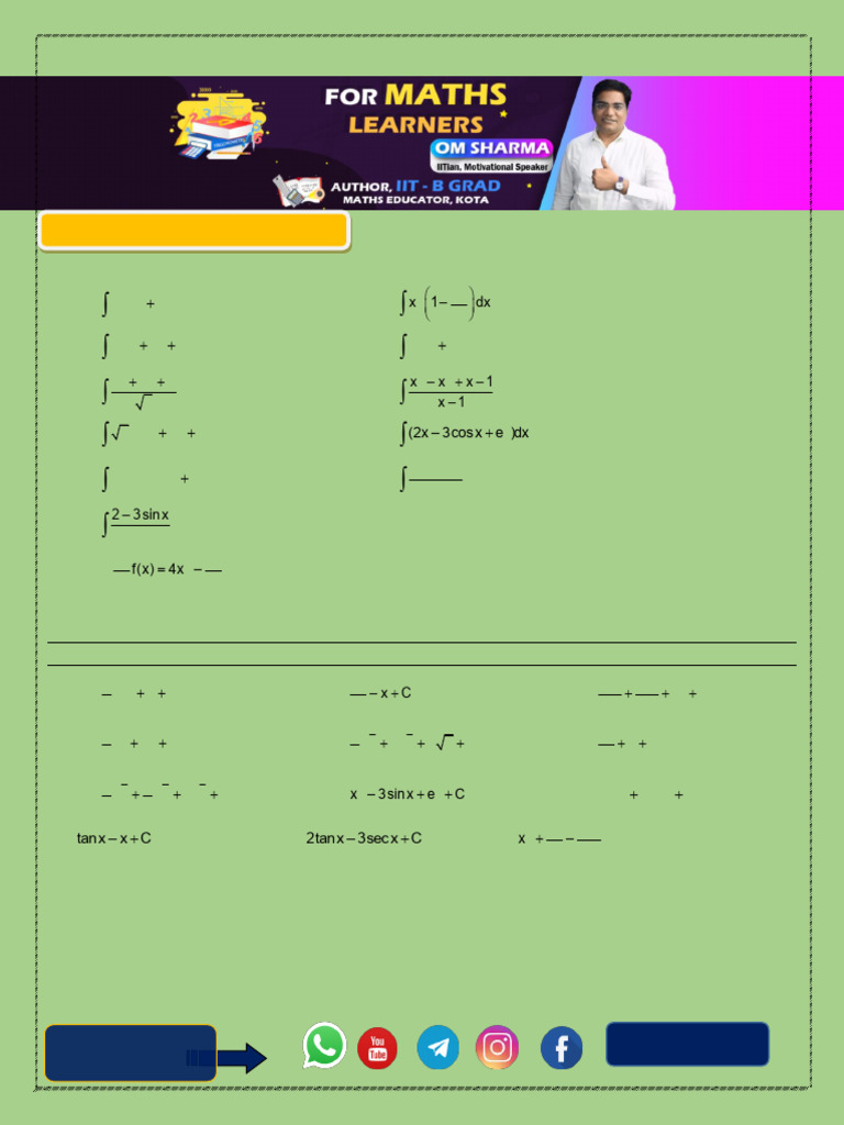 Practice Sheet 1 On Integration by Om Sir | PDF | Mathematics
