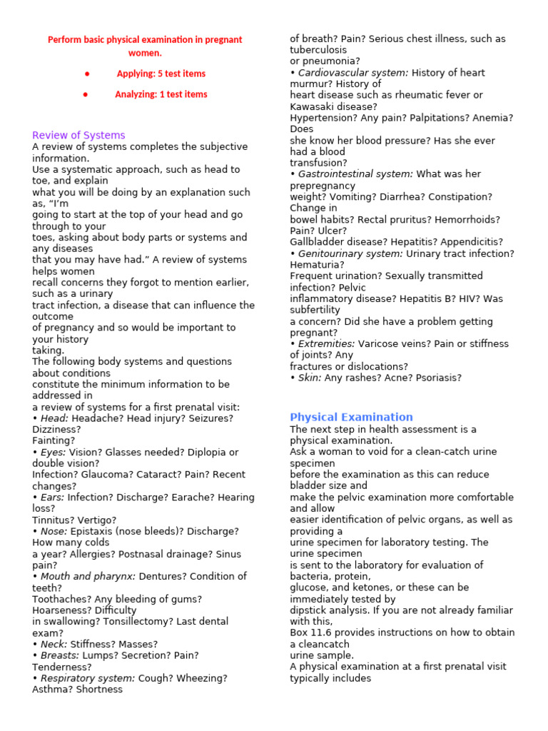 Physical Examination Ob Saber 2024 Lo 5 Study Guide | PDF | Pelvis | Vagina
