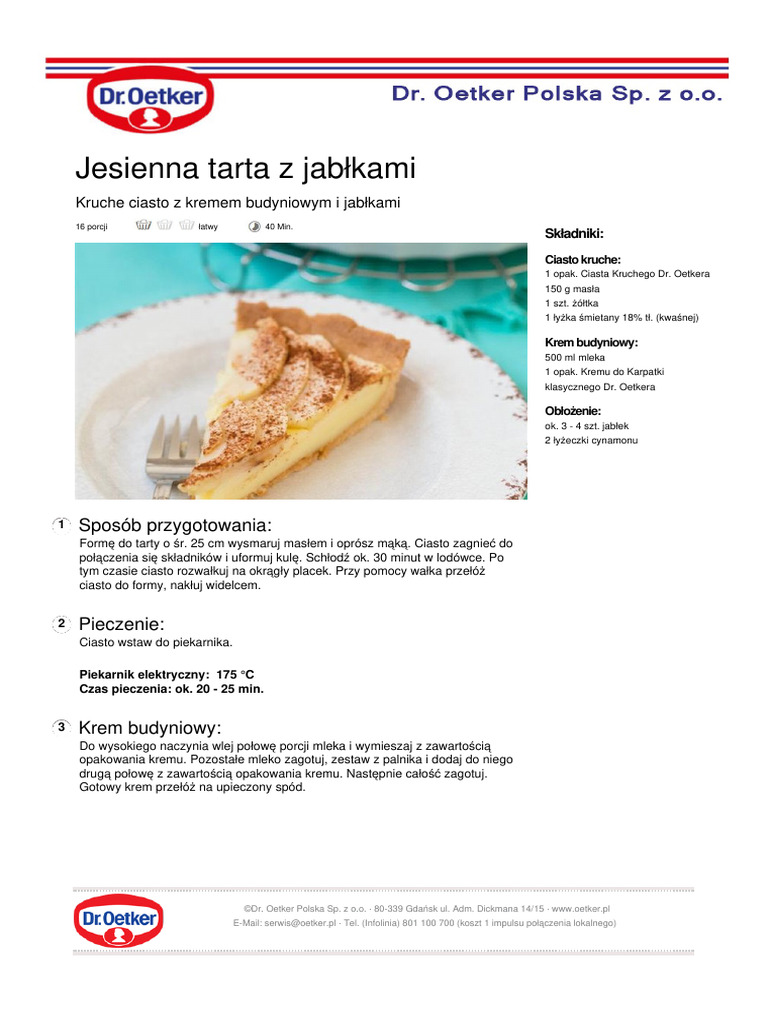 Przepisy PDF Jesienna Tarta Z Jablkami | PDF