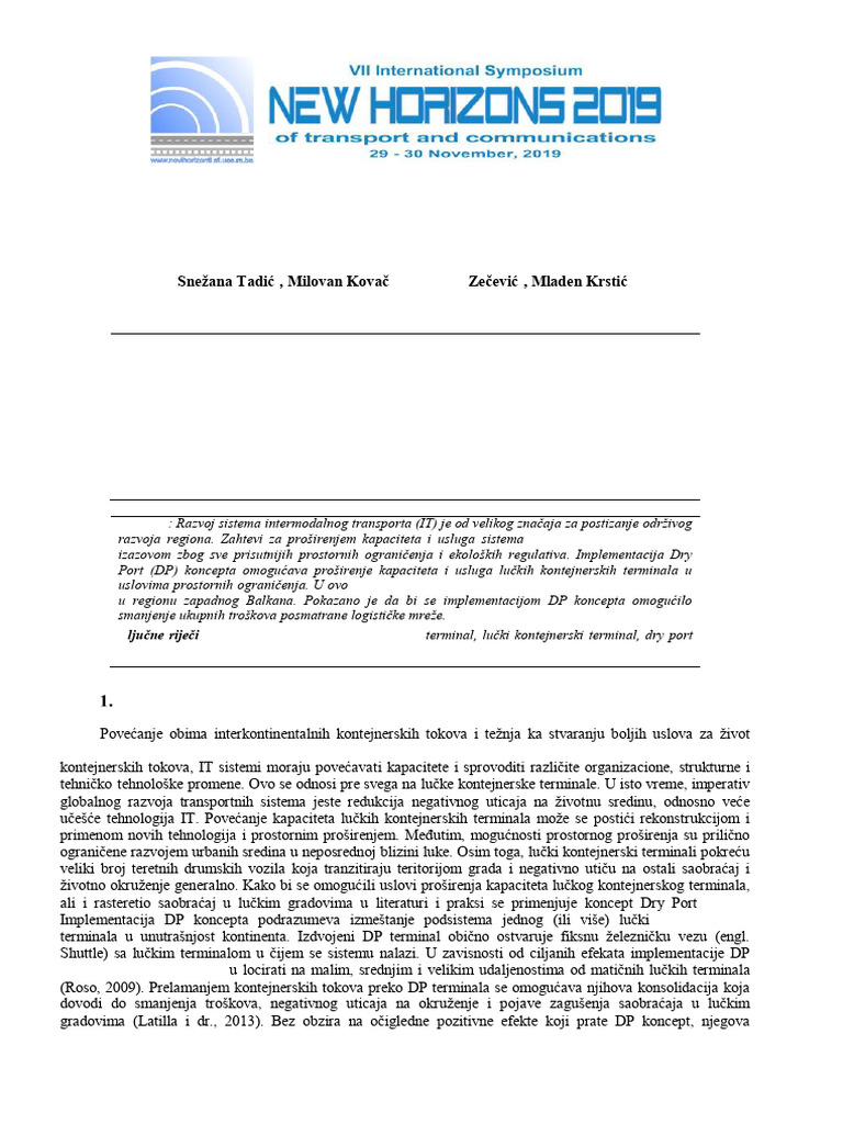 Implementation of The Dry Port Concept in The West Balkans Region | PDF