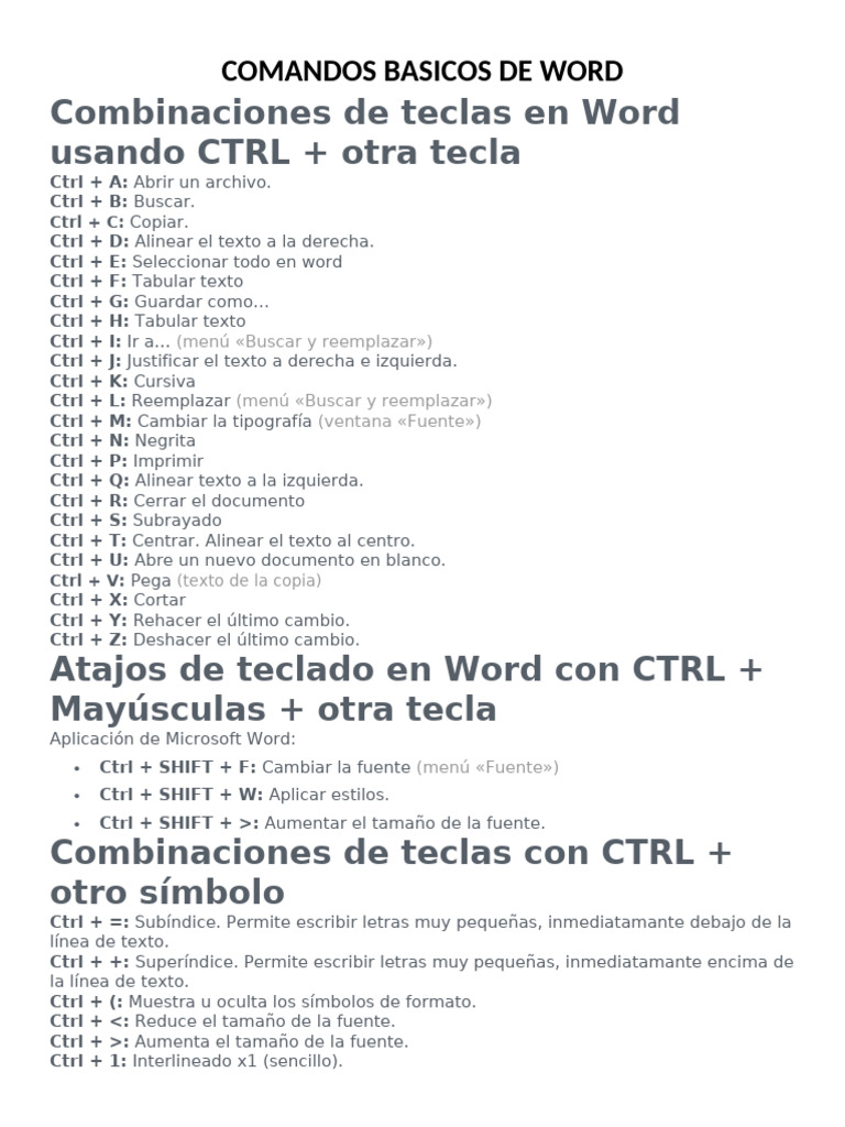 Comandos Basicos de Word | PDF