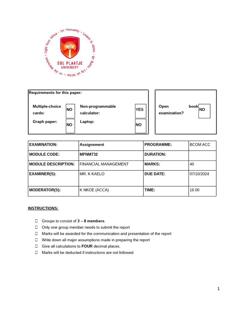 Fin Man 3B ASSIGNMENT | PDF | Depreciation | Payments