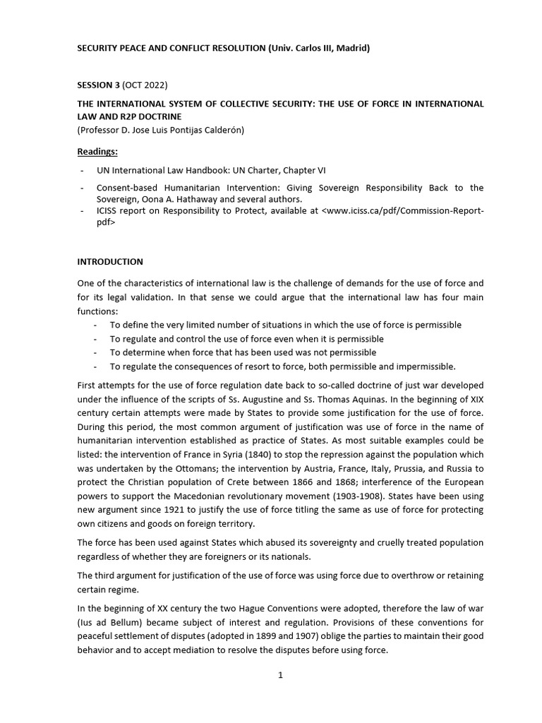 Session 3 The Interantional System of Collective Security | PDF | Responsibility To Protect ...