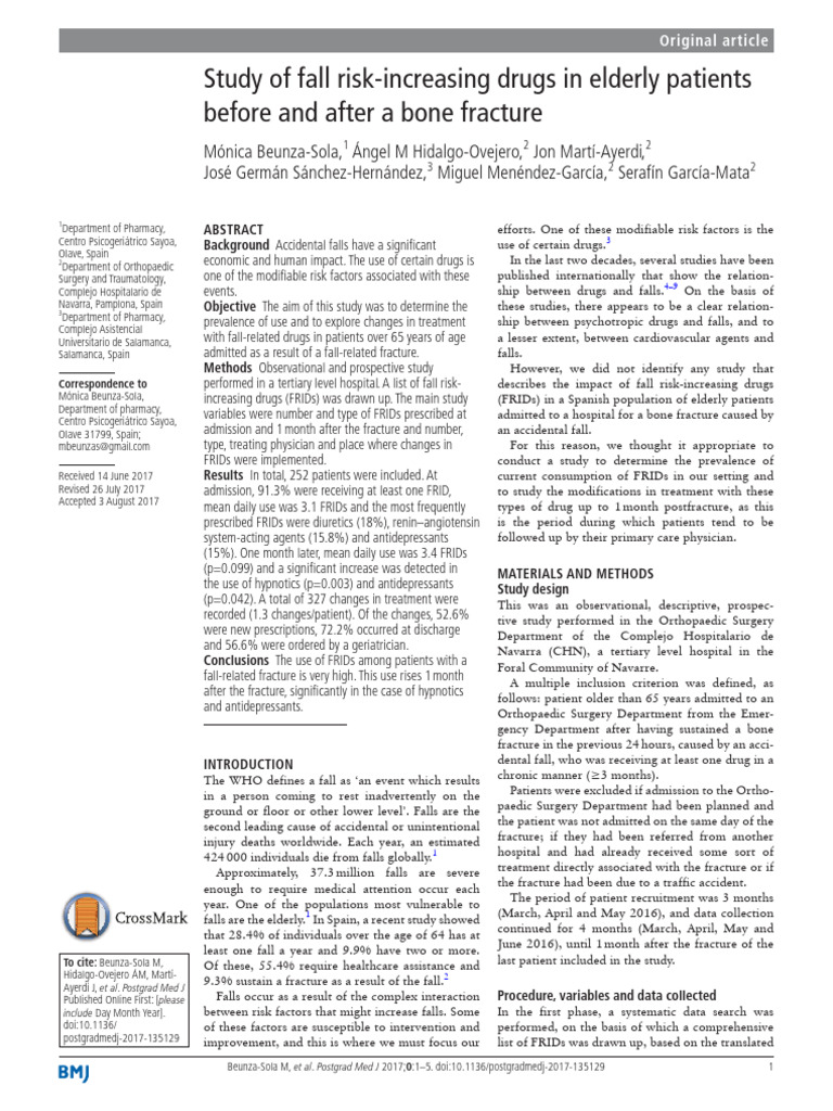 Fall risk | PDF | Pharmacology | Clinical Medicine