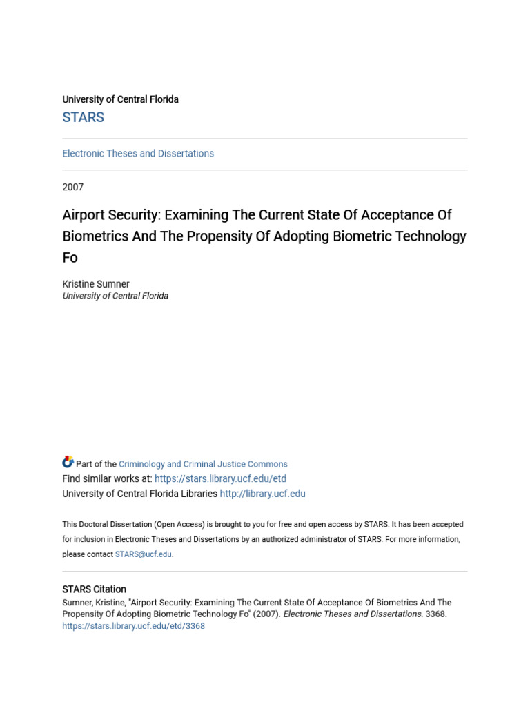 Airport Security - Examining The Current State of Acceptance of Bi ...
