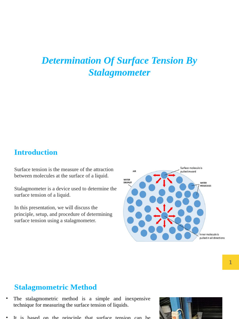 Determination of Surface Tension by Stalagmometer | PDF | Liquids ...
