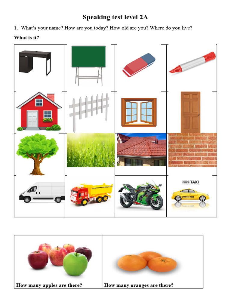 Speaking Test Level 2A | PDF