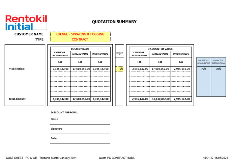 Kijenge - Spraying and Fogging Cost Sheet | PDF
