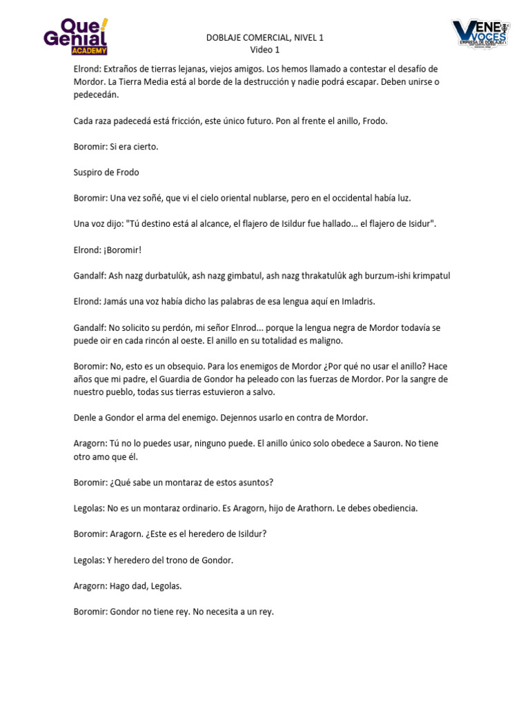 Libreto Doblaje, Video 2 | PDF | Novelas de fantasía inglesas | Tierra ...
