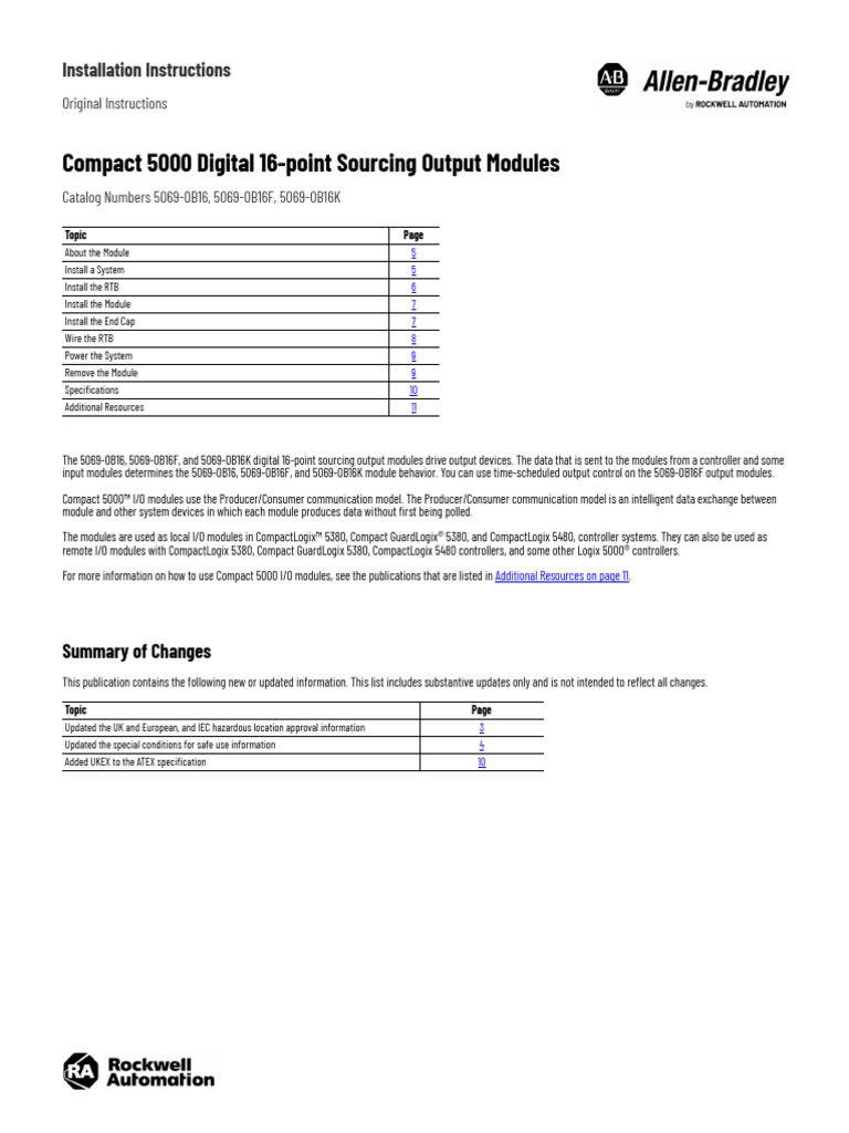 Compact 5000 Digital 16-Point Sourcing Output Modules: Installation ...