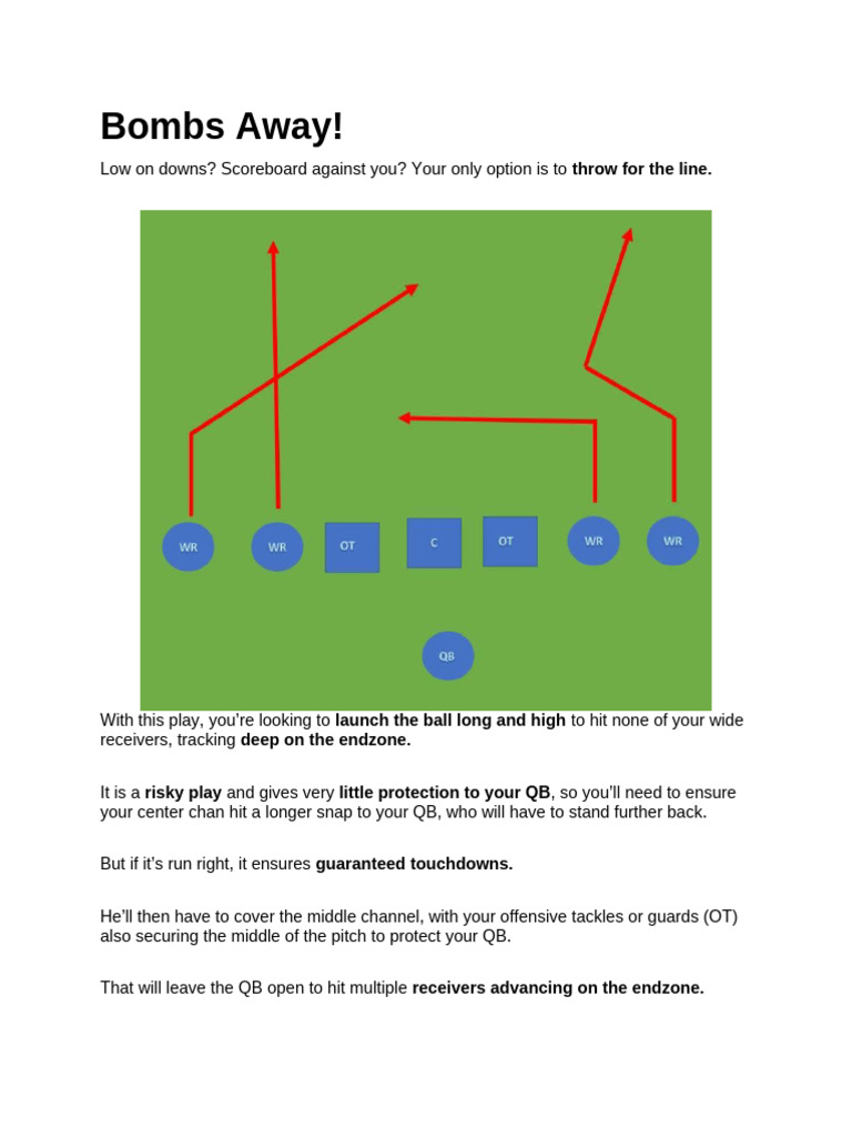 Bombs Away Plays | PDF | Quarterback | American Football