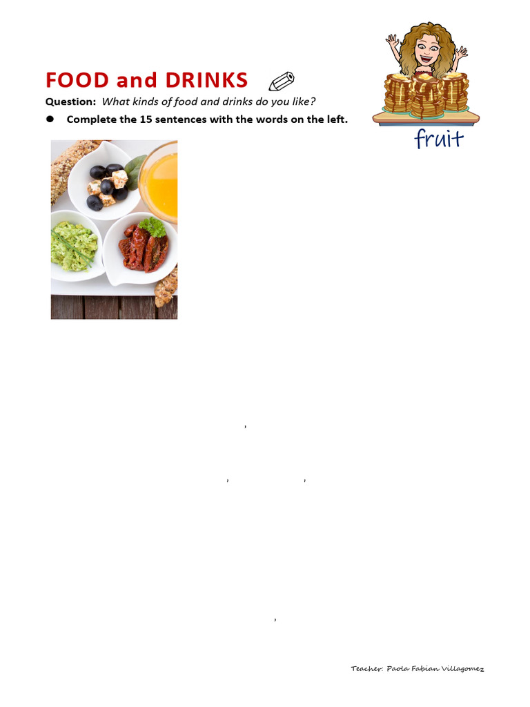 Word Bank Food & Drinks-15 - Ss | PDF | Lunch | Food And Drink Preparation
