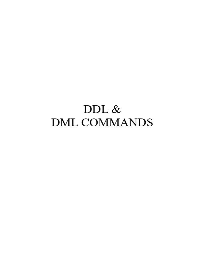 DDL & DML Commands | PDF