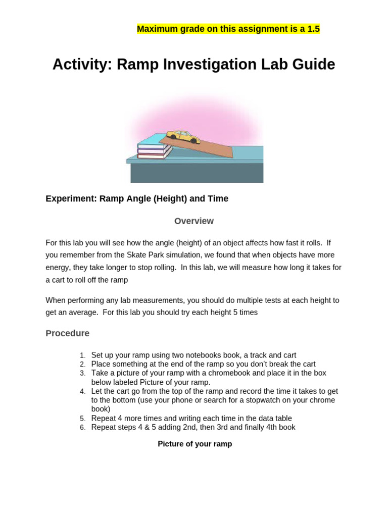Ramp Angle Impact on Cart Speed Lab | PDF
