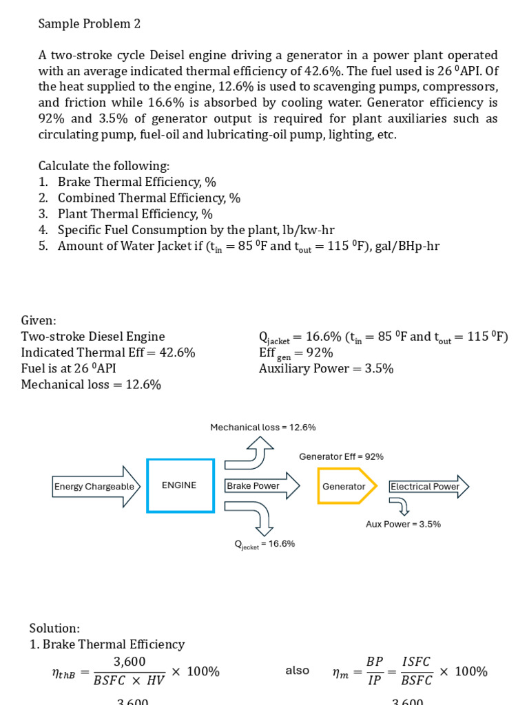 4.1 - Diesel Power Plant Sample Problem 2 | PDF | Diesel Engine | Engines
