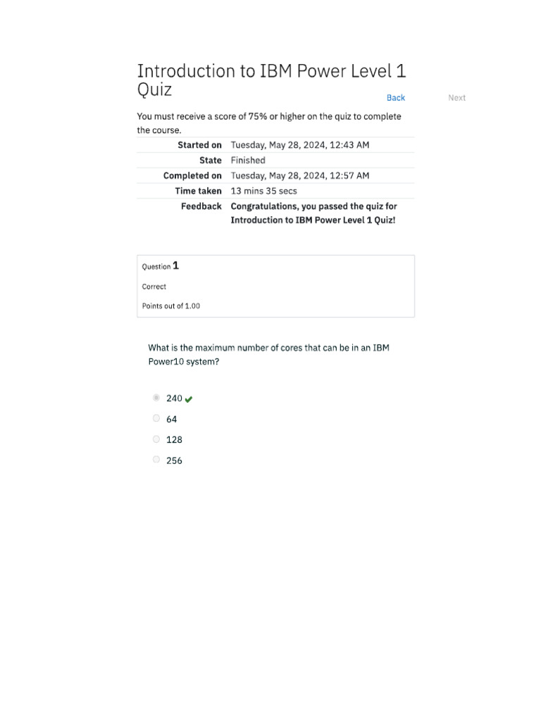 Introduction To IBM Power Level 1 Quiz | PDF