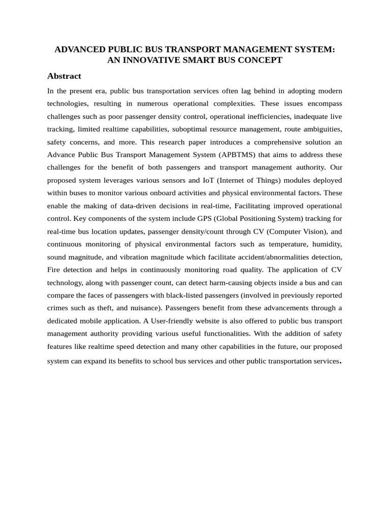 Advanced Public Bus Transport Management System | PDF | Internet Of ...