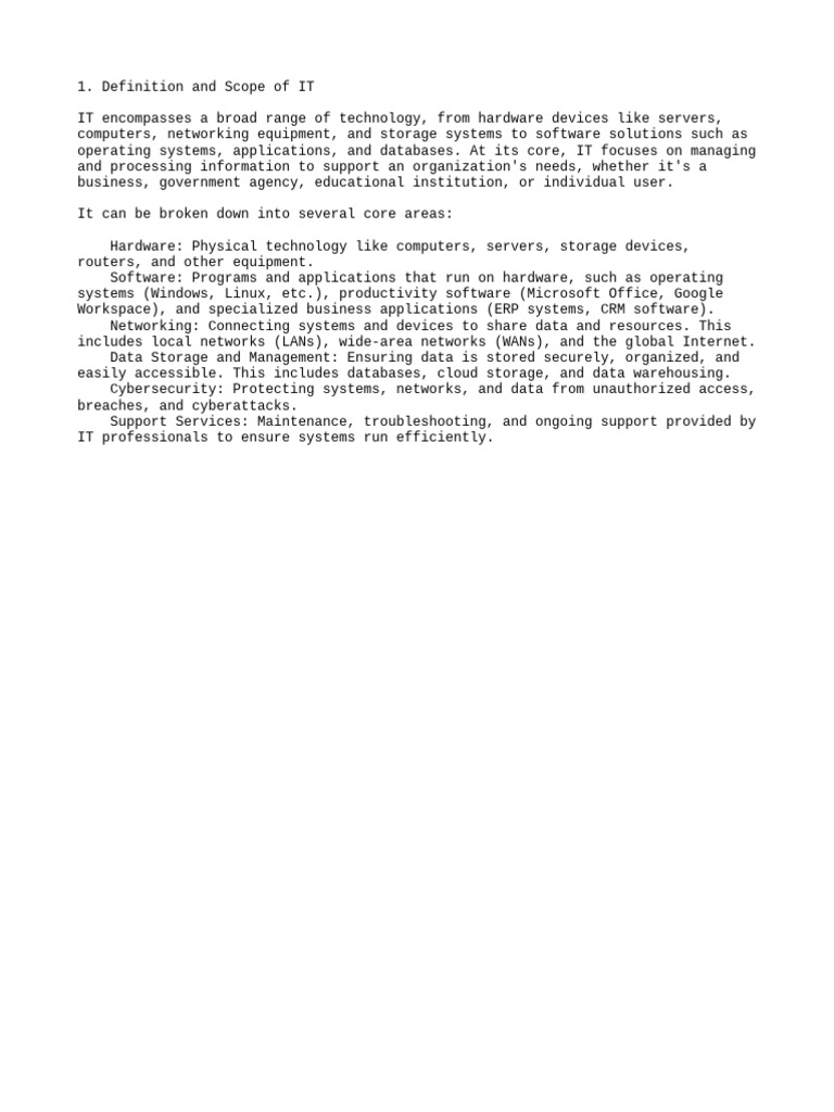 Definition and Scope of IT | PDF | Computers | Technology & Engineering