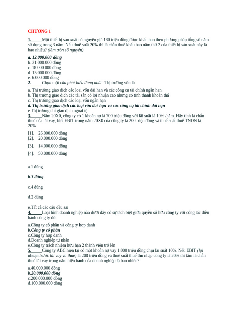 Trắc Nghiệm QTTC | PDF