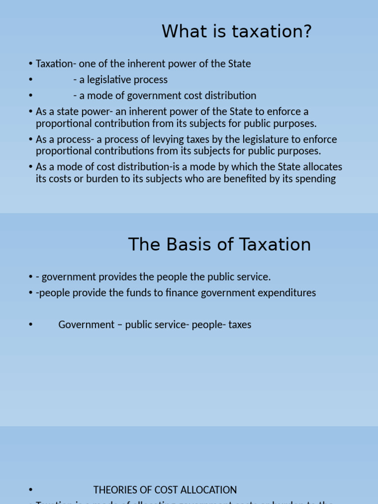 PRELIM August 03, 2024 - Lesson 1 - Taxation | PDF | Taxes | Taxpayer