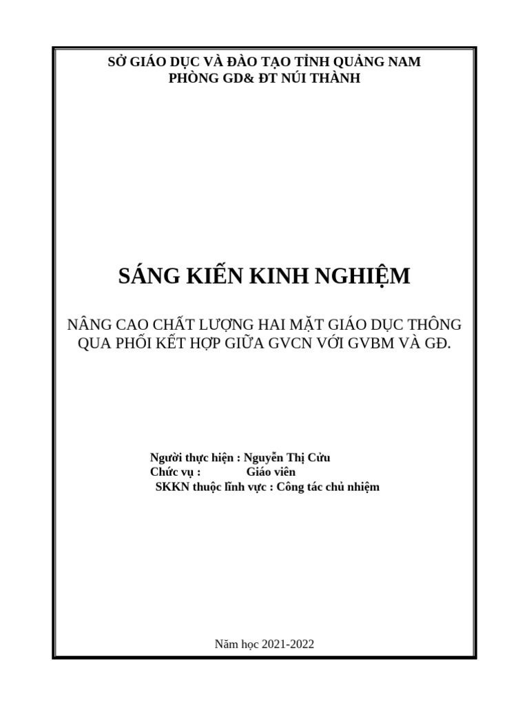 SKKN 2021-2022 C U | PDF