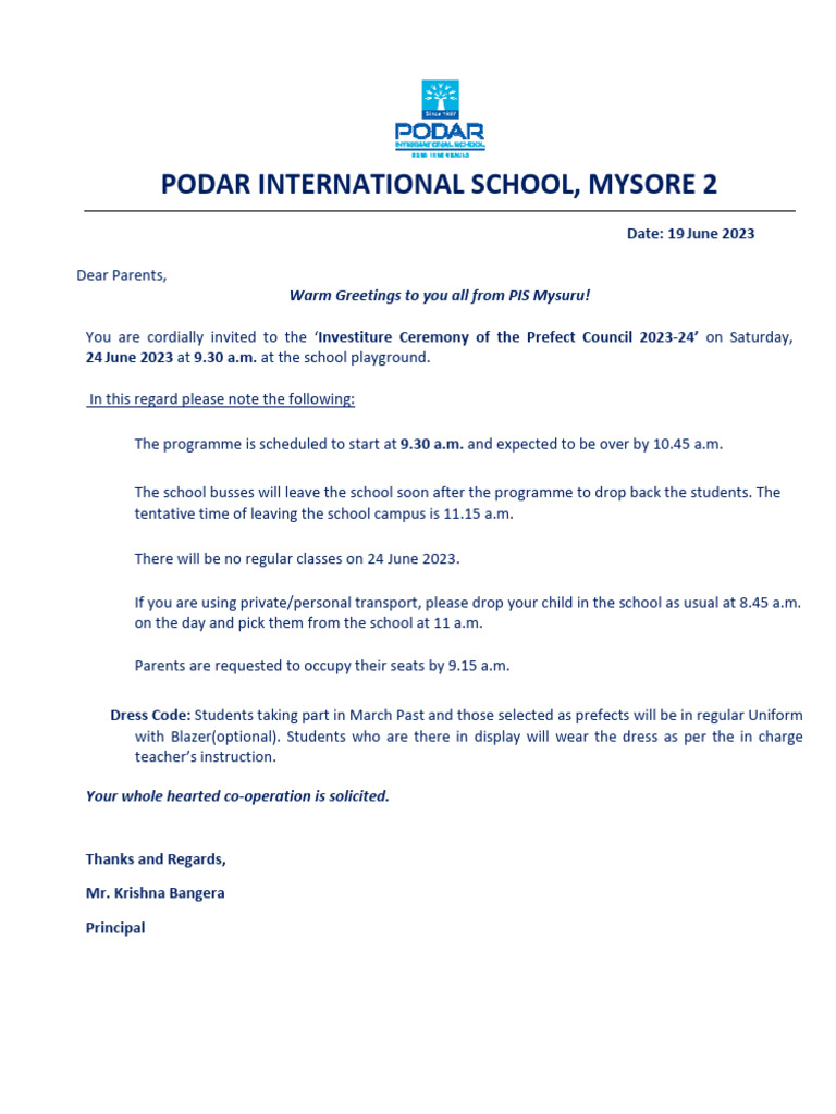 Investiture Ceremony Invite 2023 | PDF